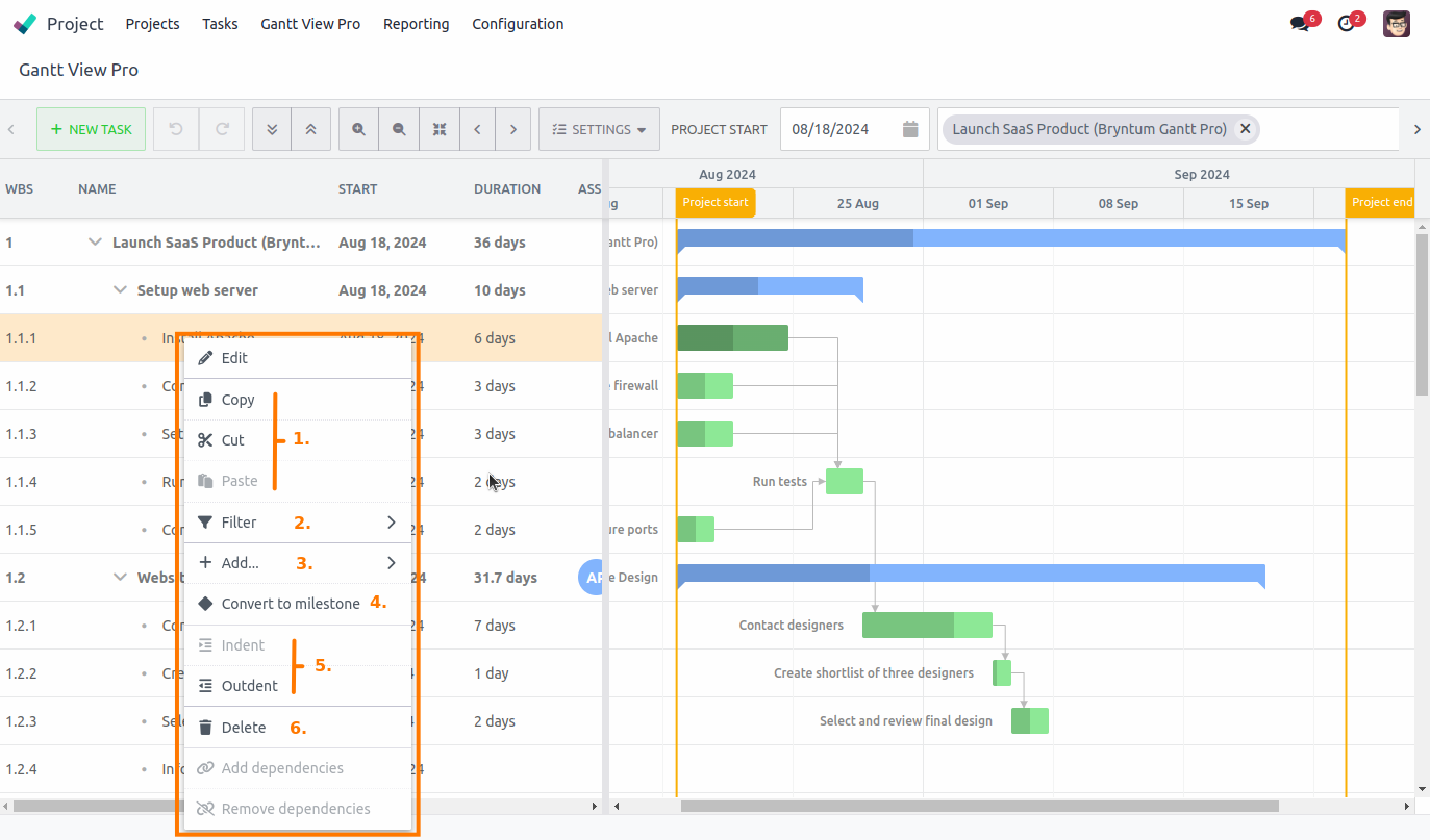 Bryntum Gantt for Odoo Docs